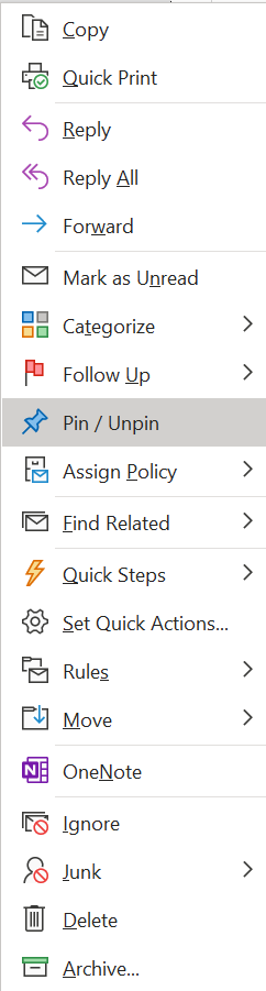 Office 365 Outlook Insider Build – ‘Pin Email’ Feature – Sean McAvinue