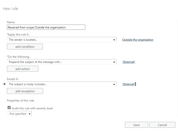 Options to Flag External Mails in Exchange Online – Sean McAvinue