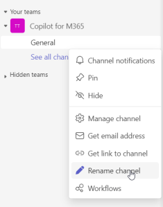 Rename the General Channel in Teams. – Sean McAvinue