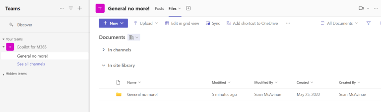 Rename the General Channel in Teams. – Sean McAvinue